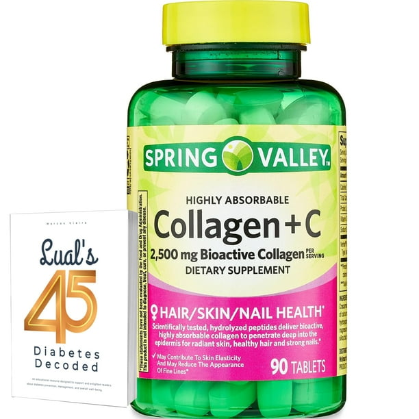 Suplemento Spring Valley Collagen + C de 2500 mg con 90 tabletas ...