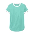 AherBiu Workout Tops for Women Color Blocked Crewneck Short Sleeve ...