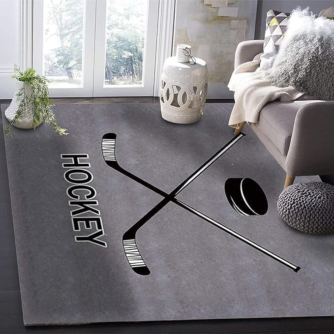 Click here for Mycarpetco Ice Hockey Area Rugs  Modern Retro Gray... prices