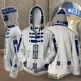Men's Cosplay Graphics Zip Hoodie 3D Print Unisex Fashion Jacket (R2-D2 ...