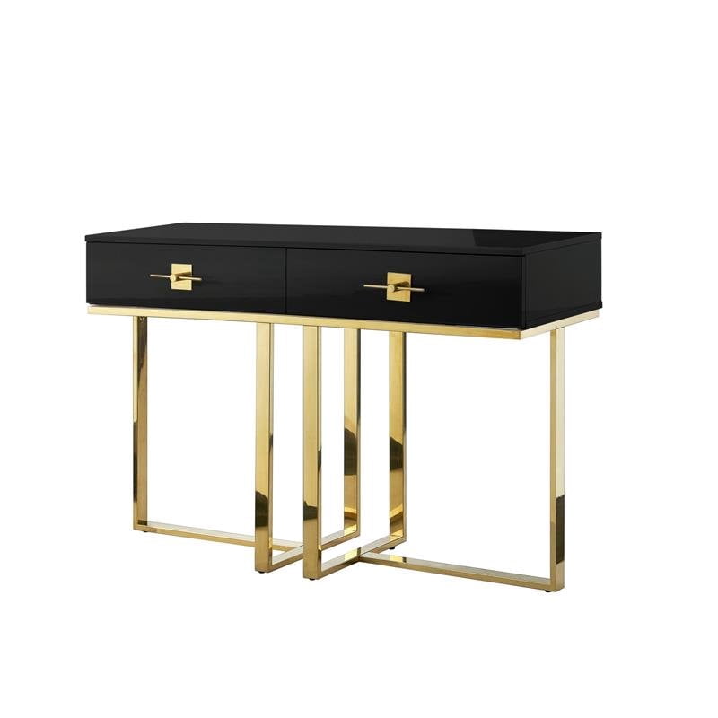 Posh Living Mano 2-Drawers Stainless Steel Base Console Table Black ...