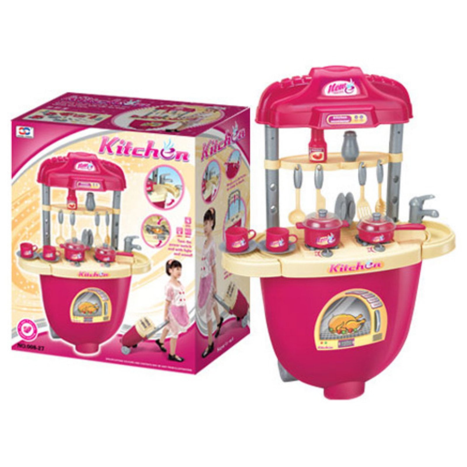 Berry Toys Carry Along Plastic Play Kitchen - Pink - Walmart.com ...