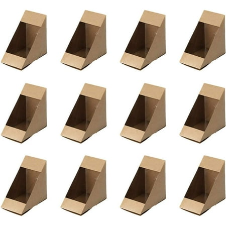 Yardwe 50pcs Triangle Sandwich Boxes with Window Kraft Paper Sandwich ...