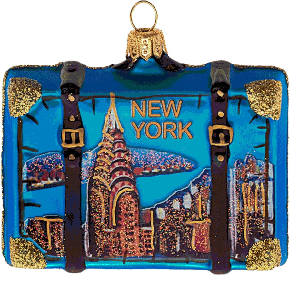 Brooklyn Bridge New York City Suitcase Polish Glass Christmas Tree ...