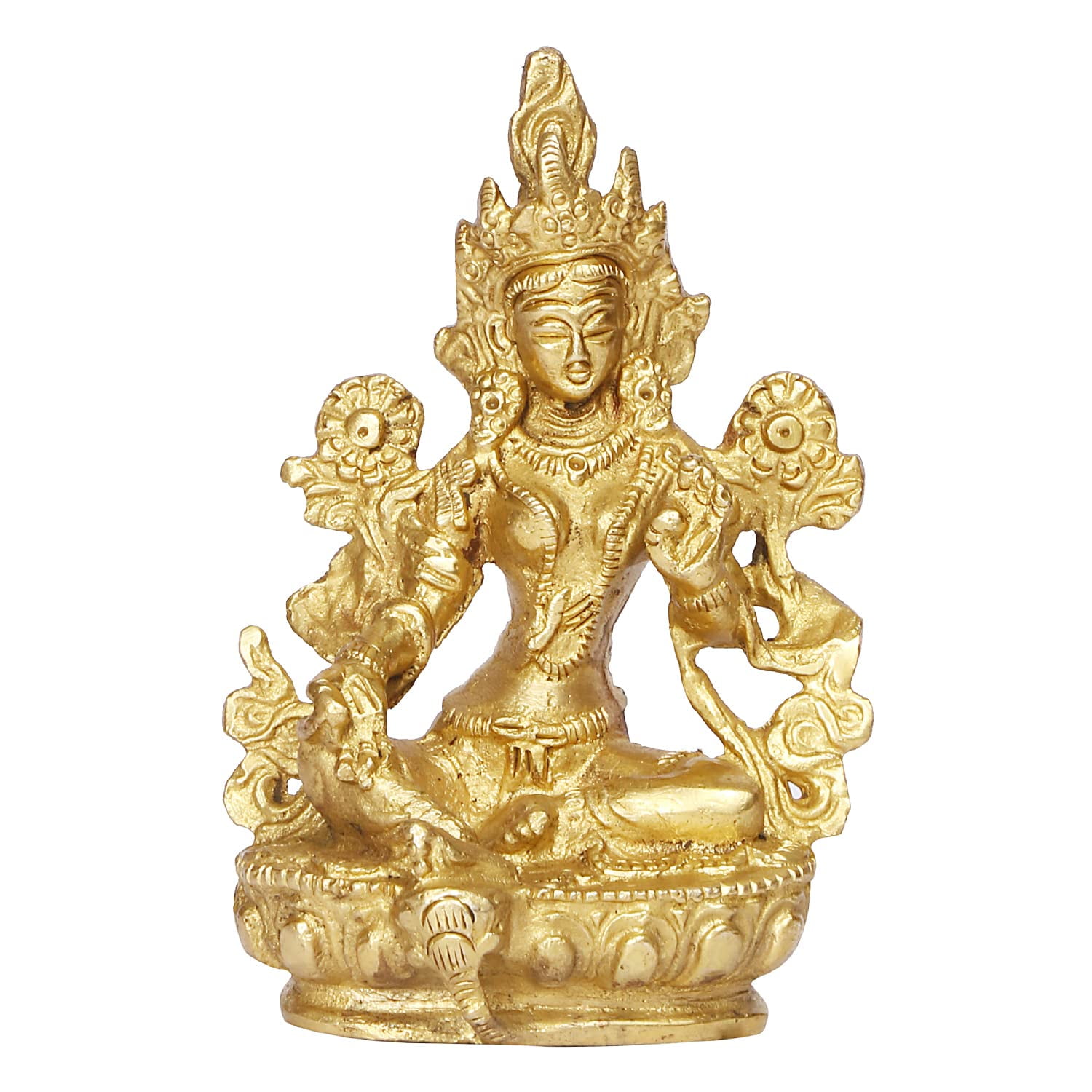 Brass World Brass Goddess Tara Devi Sitting Idol Tibetan Buddhist ...