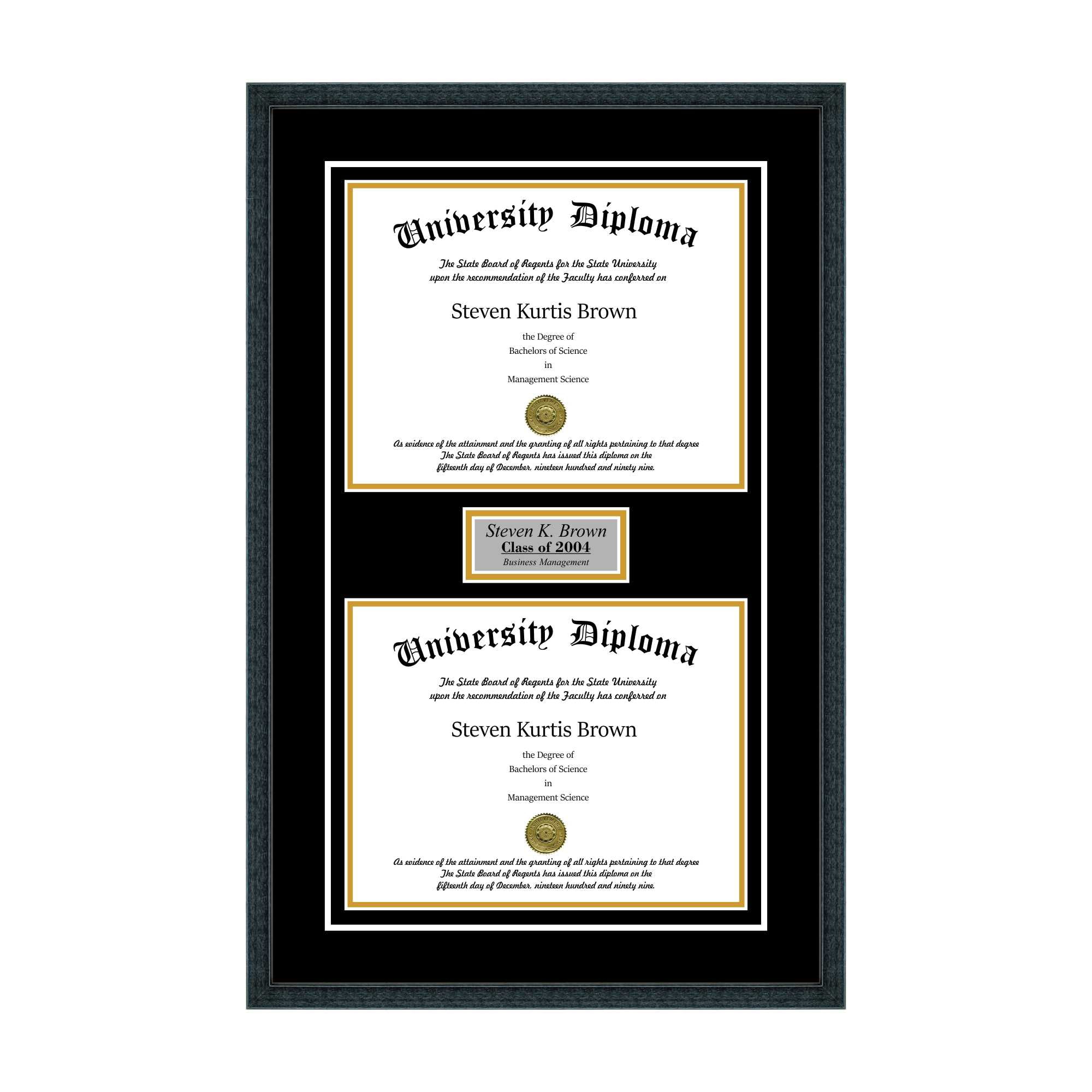 Personalized Double Diploma Frame with Double Matting for 14" x 11 ...