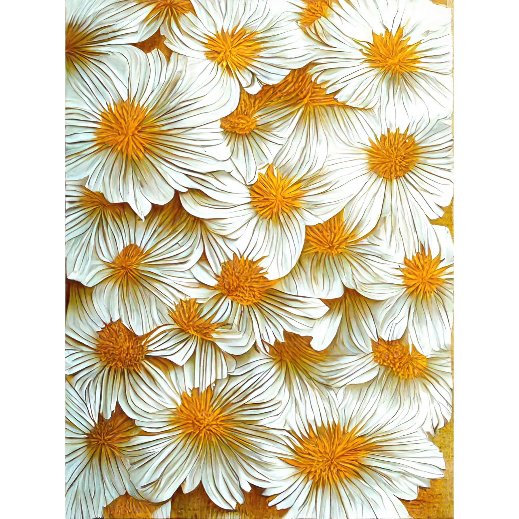 Daisy Blossoms Linocut Pattern Modern Painting Unframed Wall Art Print ...