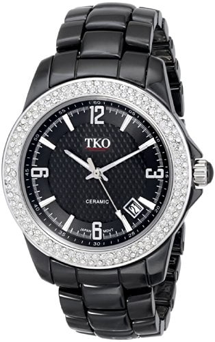 TKO - ORLOGI Women's TK577-BK Genuine Ceramic Ice Black Crystallized ...