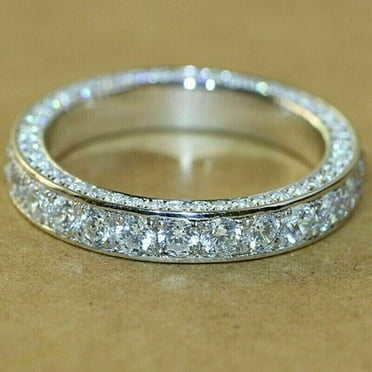 14k White Gold 3.2mm Round Shape 4 Four-Stone Bridal Wedding Engagement ...