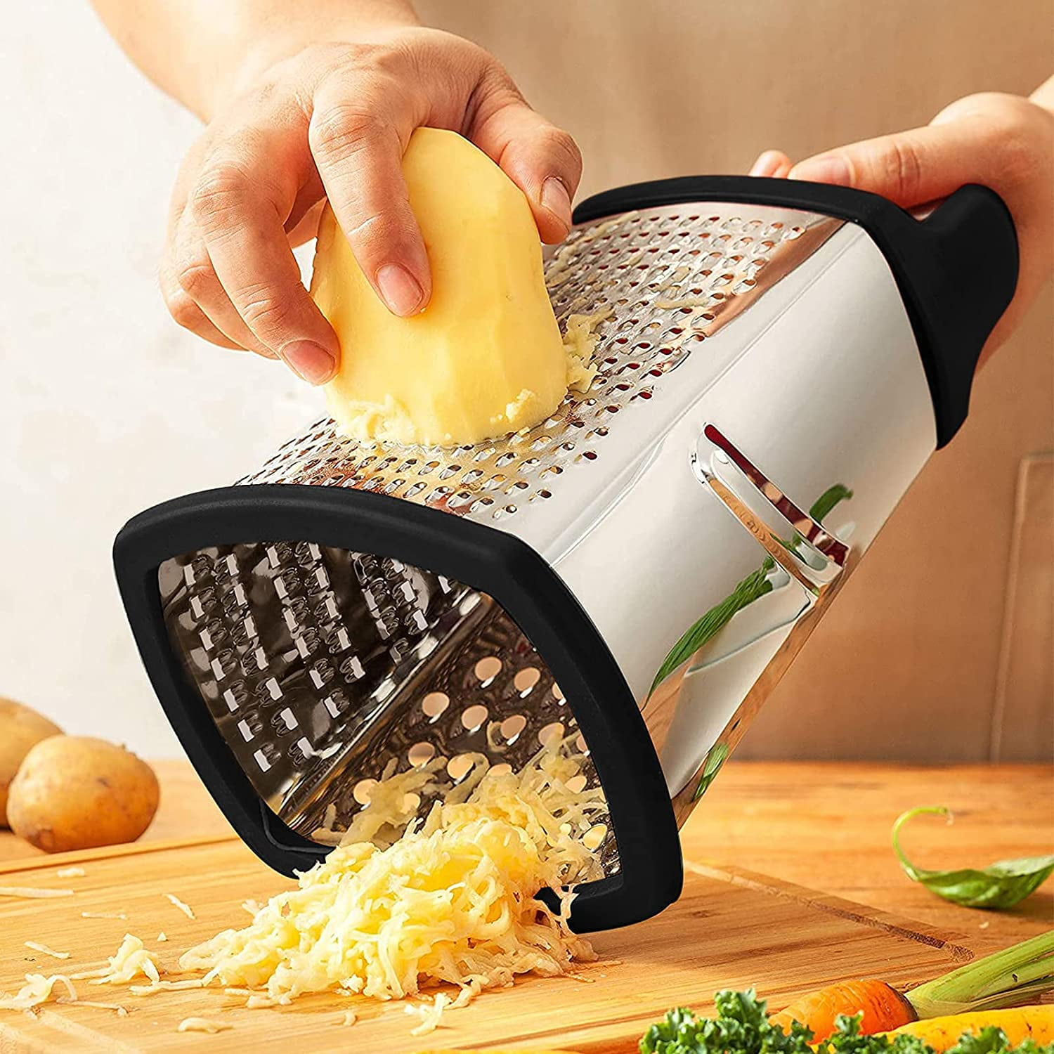 Rallador de acero inoxidable de 4 lados - Rallador de cocina para ...