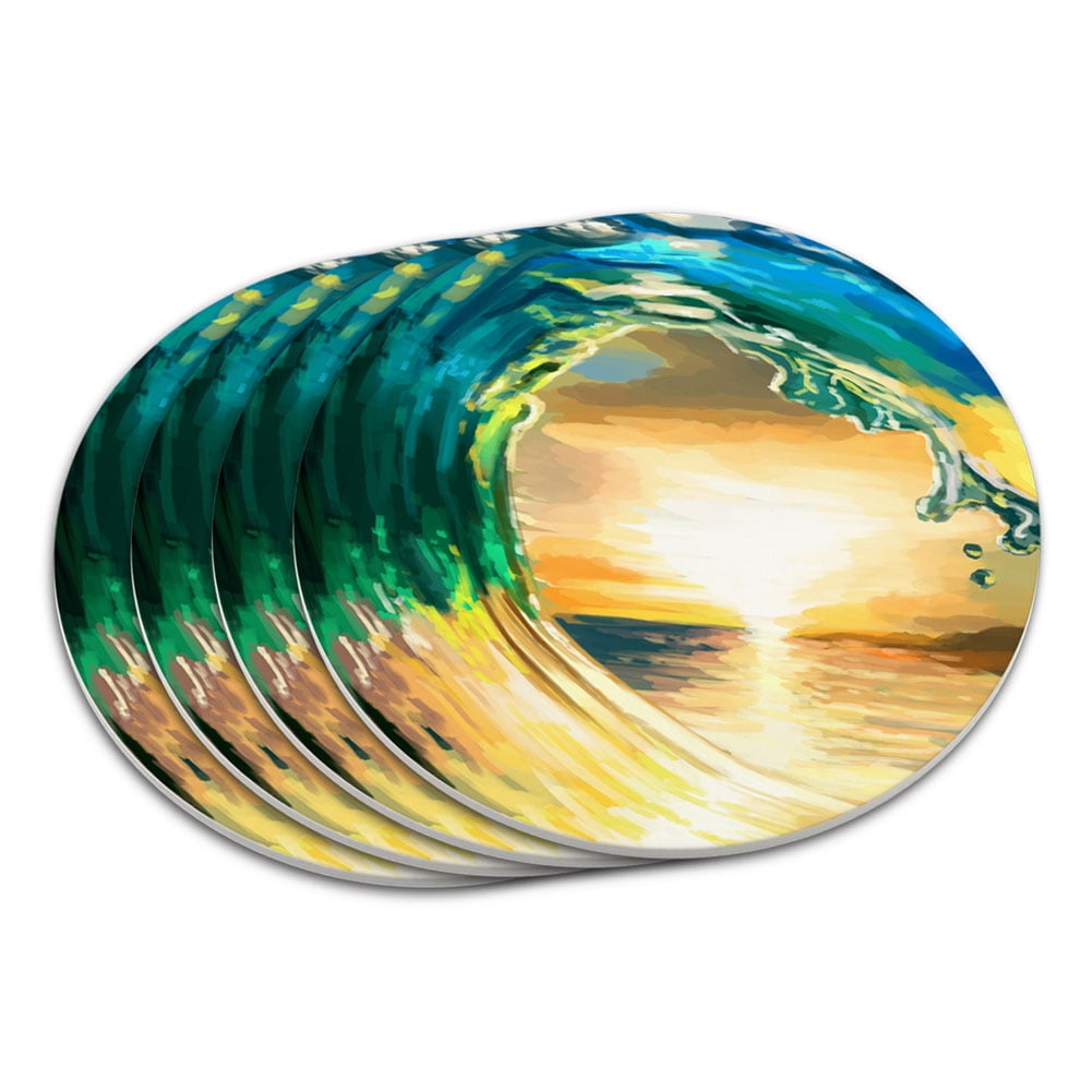 Ocean Wave Sea Beach Sunset Coaster Set - Walmart.com