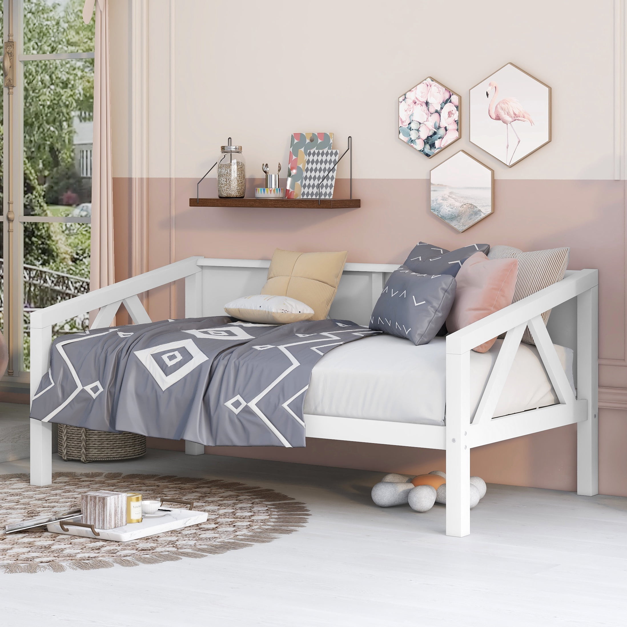 Bellemave Solid Wood Twin Size Daybed, Multifunctional Sofa Bed with ...