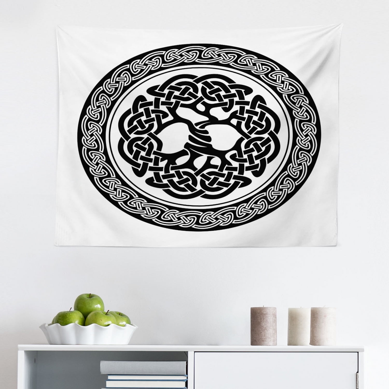 Celtic Tapestry, Sharp Eyed Fox Head Portrait Celtic Pattern Style ...