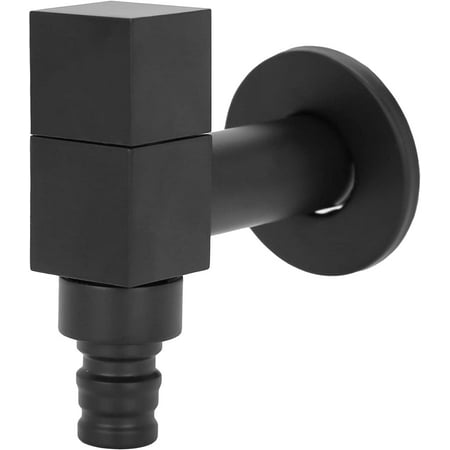 G1/2 Square Washing Machine Tap, Black Full Copper Single Cold Water ...