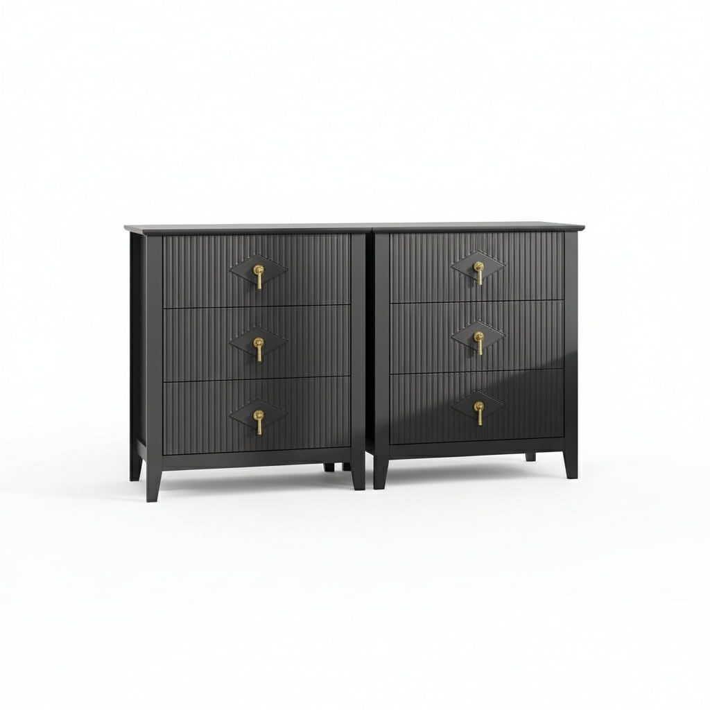 Click here for Ktenme Modern Fluted 3-Drawer Wood Dresser - Wide... prices