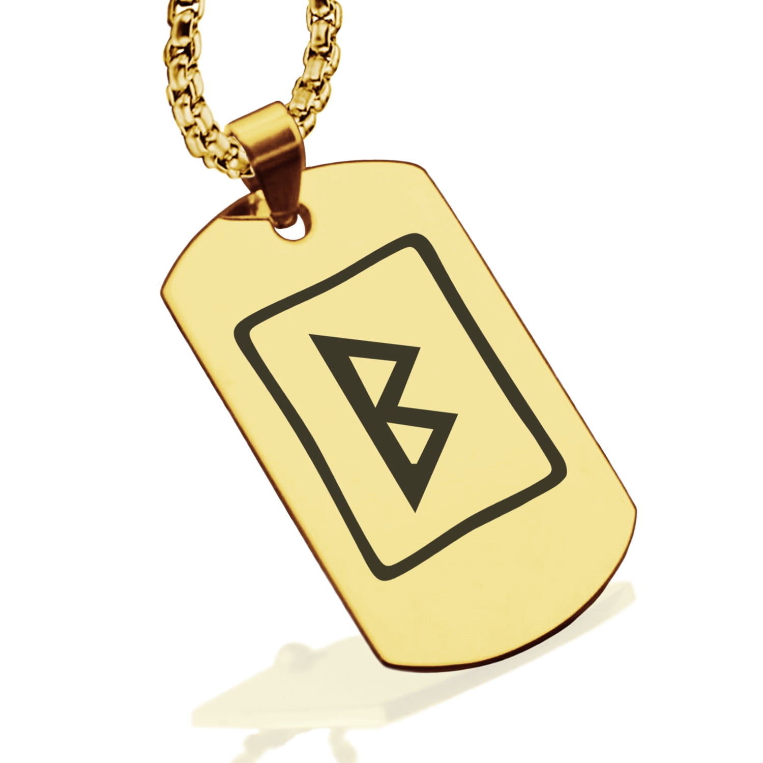 Stainless Steel Elder Futhark Berkana Rune Dog Tag Pendant Necklace ...