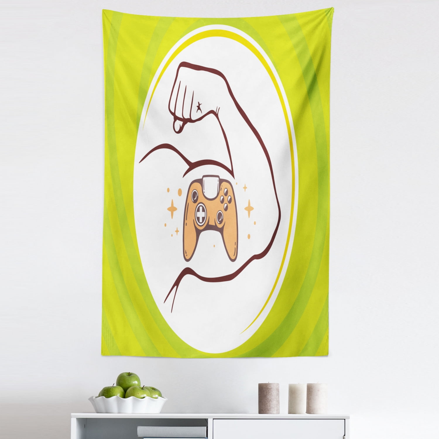Gamer Tapestry, Entertainment Illustration of Strong Man Arm Joystick ...