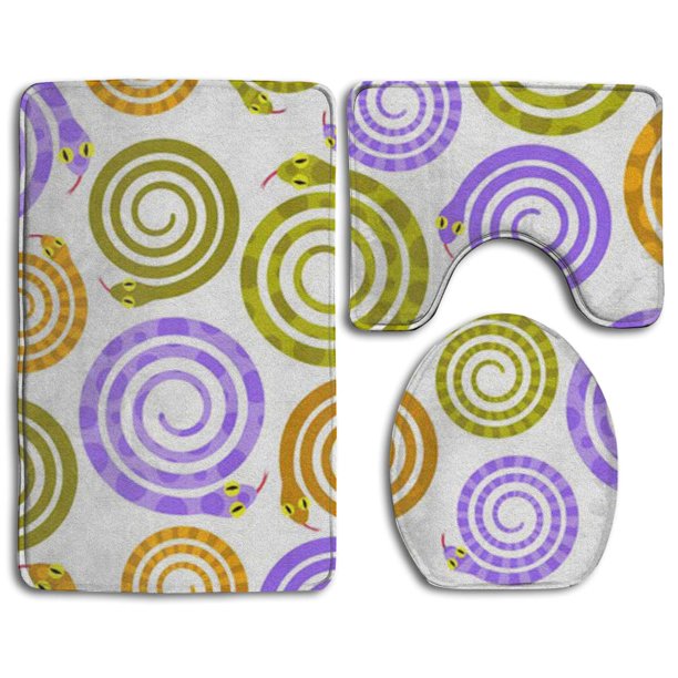 XDDJA Dazzle Snakes 3 Piece Bathroom Rugs Set Bath Rug Contour Mat and ...