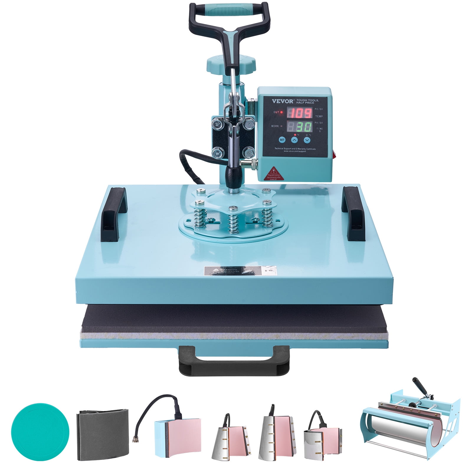 Vevor Heat Press Machine 15x15 In 8 In 1 With 30oz Tumbler Press T-Shirts Green