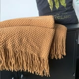 LOMAO Decorative Knitted Throw Blanket with Fringe, Cozy Bubble ...