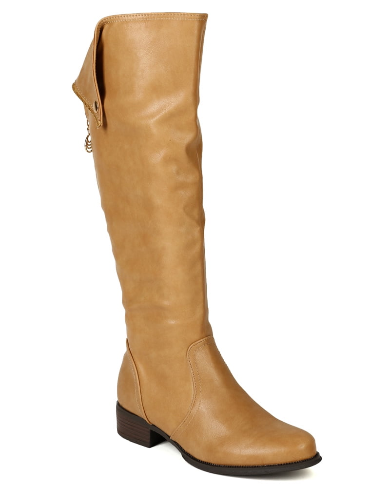 Wild Rose Chelsea-03 New Women Leatherette Zipper Foldable Calf High ...