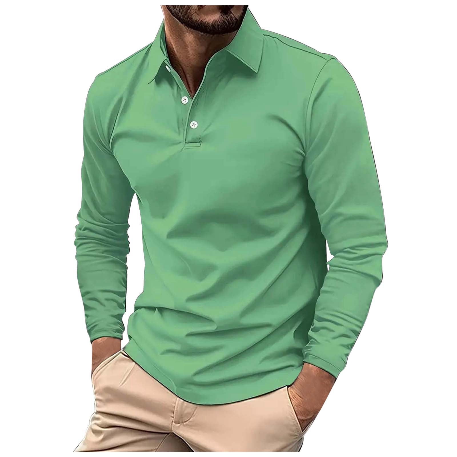 Click here for Hiiyo Mens Polo Shirt Solid Color Long Sleeve T-Sh... prices