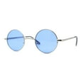 Retro Snug Small Round Circle Lens Hippie Sunglasses Silver Blue ...