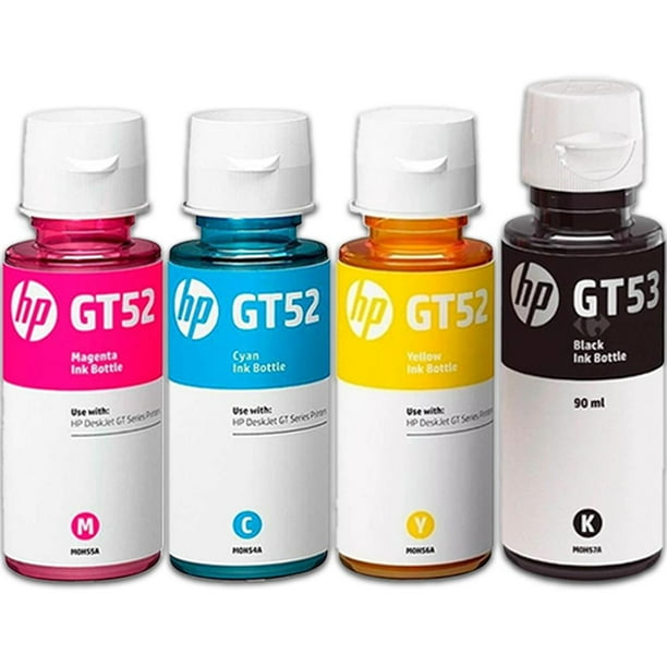 Kit de 4 Botellas de Tinta HP GT52 GT53 Ink Tank 100 300 400 Smart Tank ...