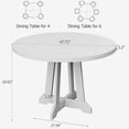 47 Inch Solid Wood Round Pedestal Dining Table, Sturdy Single Tabletop ...