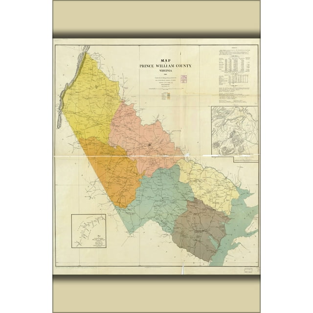 24"x36" Gallery Poster, Map of Prince William County, Virginia 1901 ...