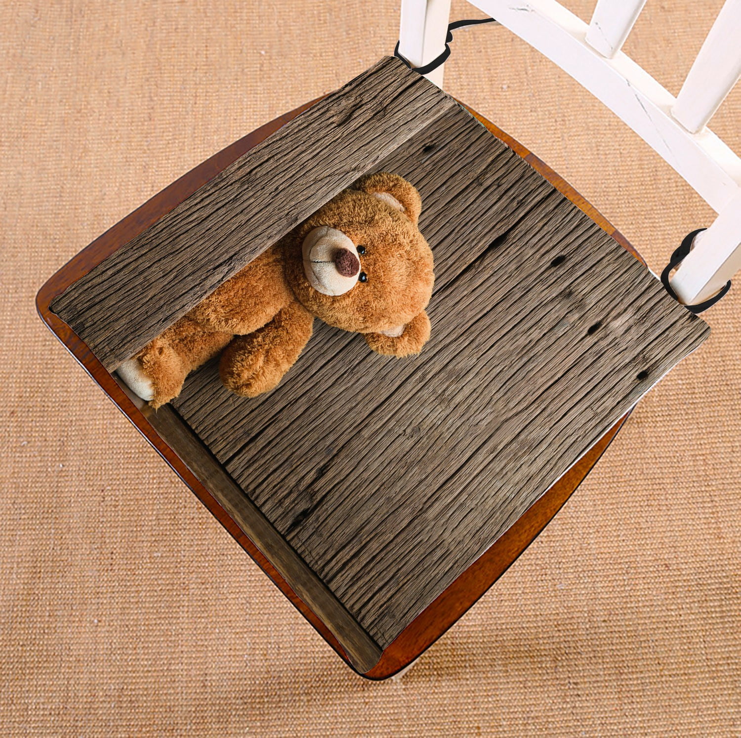 ABPHQTO Cute Teddy Bears Old Wood Chair Pad Seat Cushion Chair Cushion ...