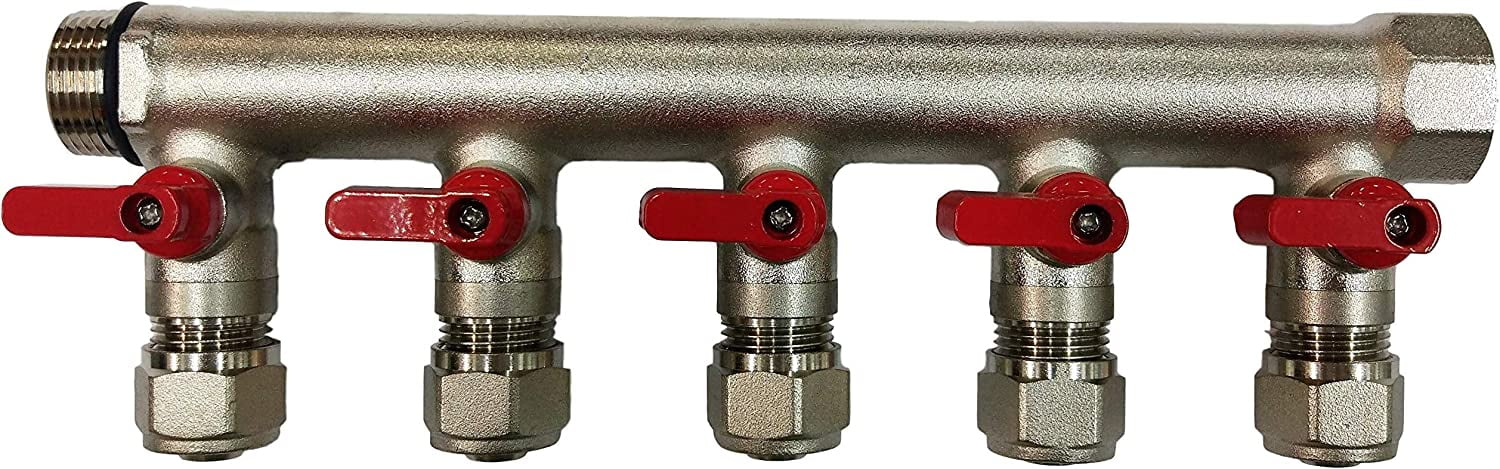 DMNI 5 Loop Port Ball Valve Brass - Pex Manifold - 3/4" NPT Thread ...
