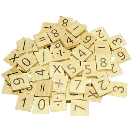 100pcs Wood Scrabble Tiles Numbers nd Symbols Wooden Scrabble Pieces ...