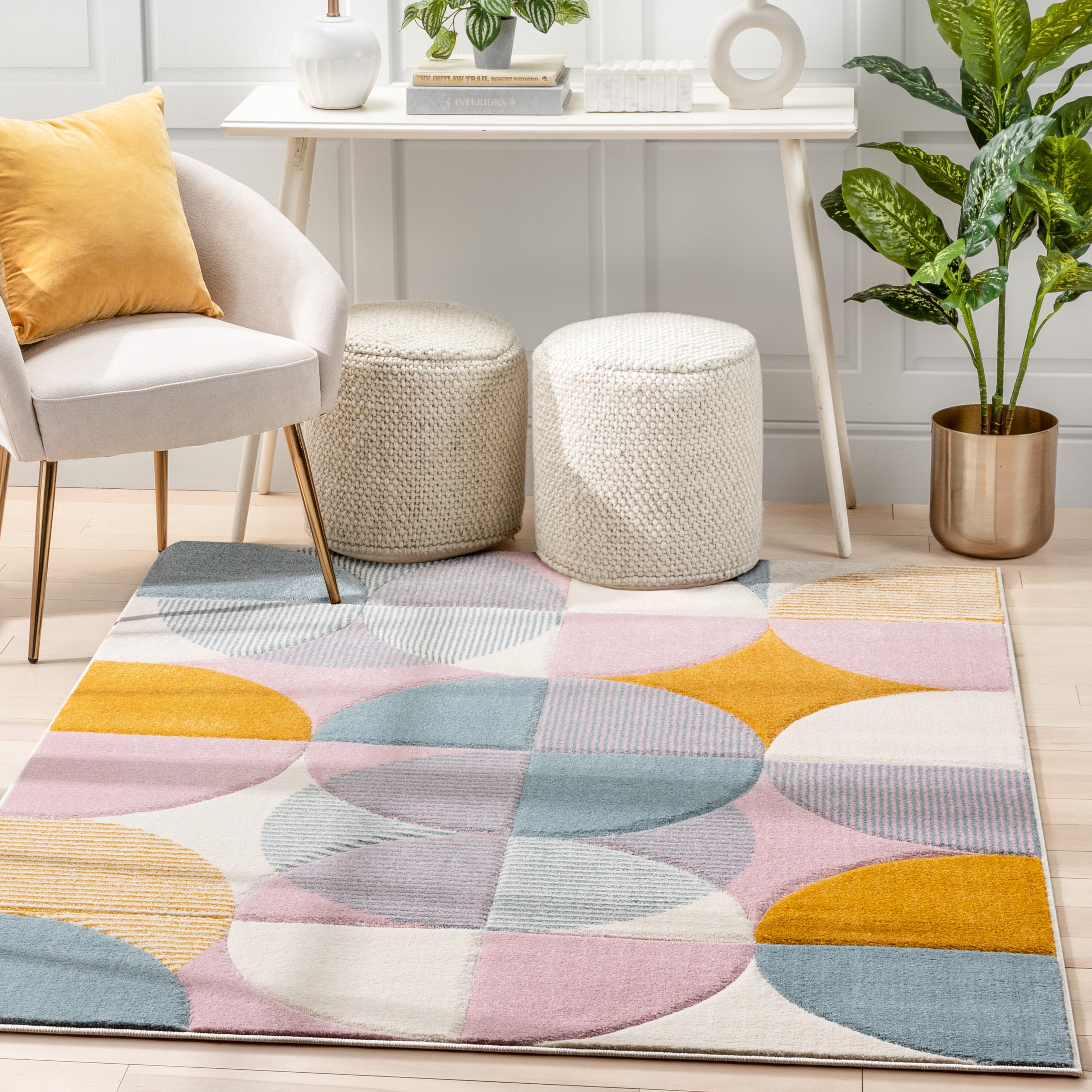 Well Woven | Landon Multi Ivory | Circles Geometric Modern Area Rug ...