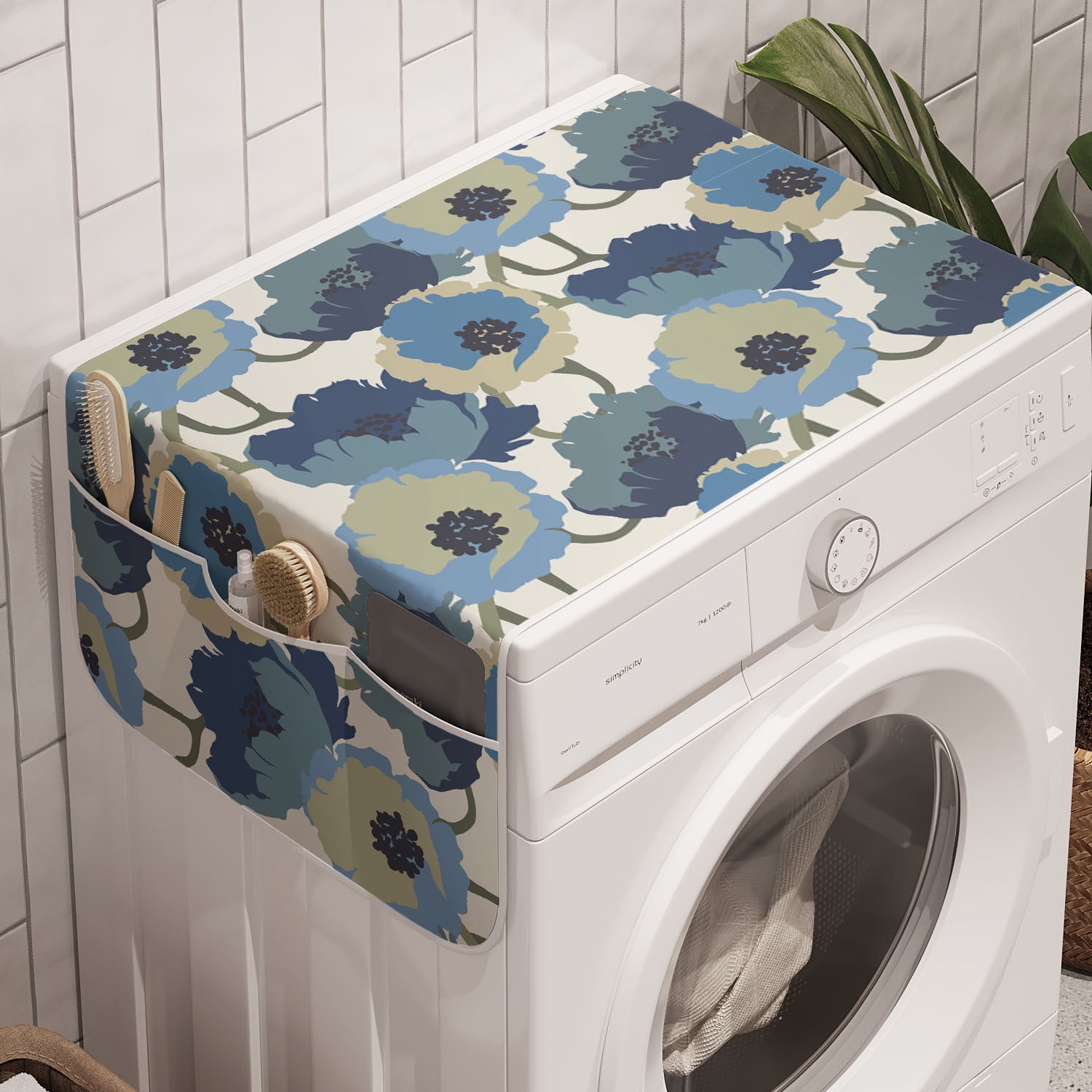 Floral Washing Machine Organizer, Ombre Flowers Romantic Perennial ...