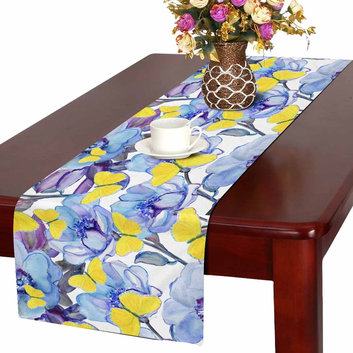 Kitchen & Dining Table Linens Linens Large 72 Table Runner Butterfly ...