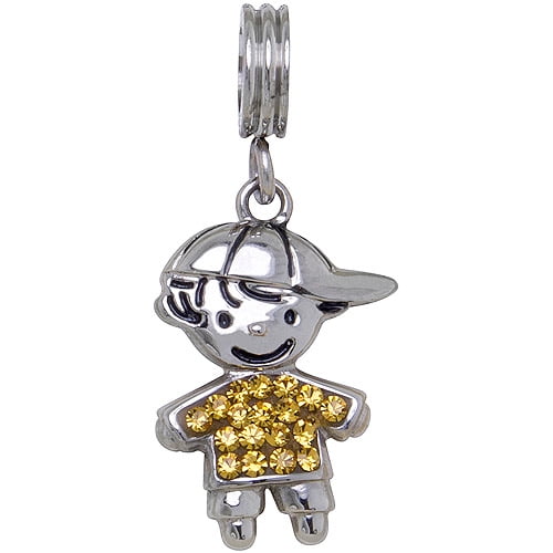 Stainless-Steel Crystal Birthstone Boy Charm - Walmart.com