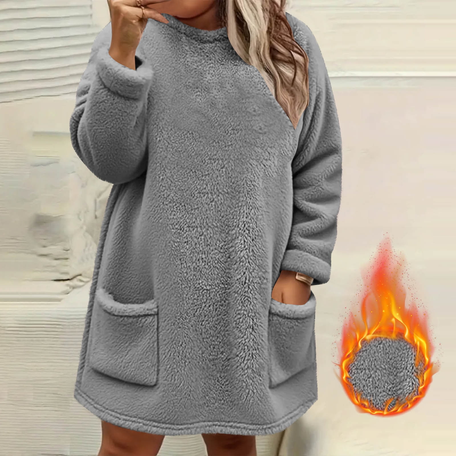 Click here for Mevxay Fuzzy Pullover For Women Plus Size Cozy Fle... prices