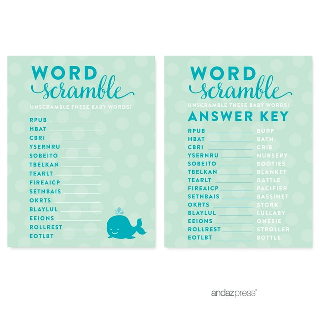 Word Scramble Boy Whale Nautical Baby Shower Games, 20-Pack - Walmart.com