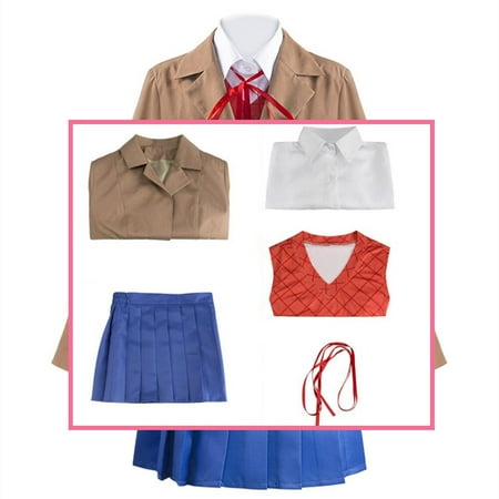 Anime Doki Literature Club Monika Cosplay Anime Costume Wig Fullbody ...