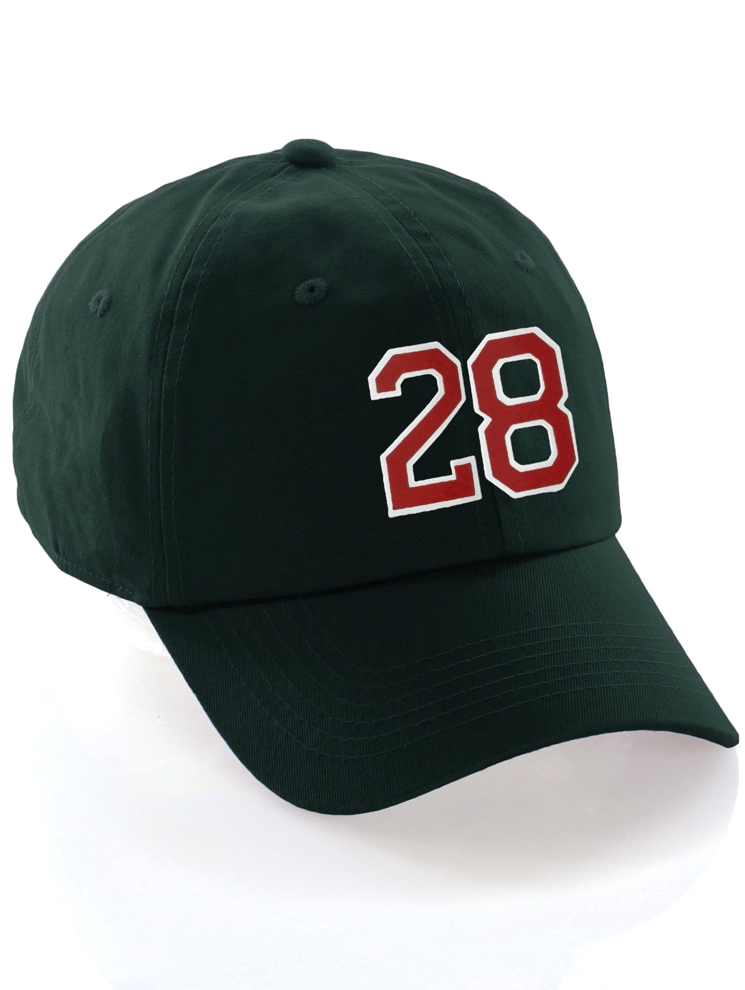 Customized Number Hat 00 to 99 Team Colors Baseball Cap, Dk Green Hat ...
