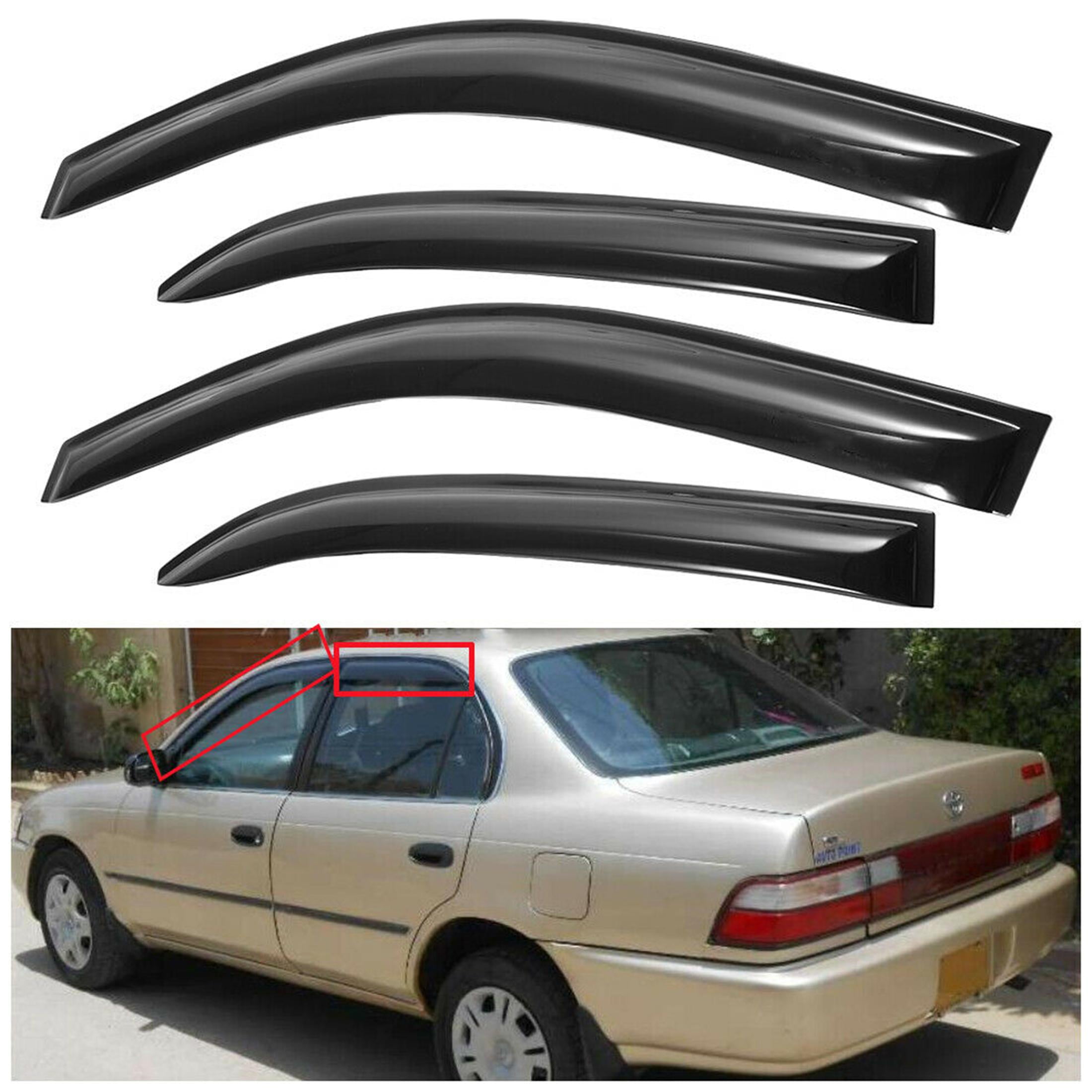 Buy For 98-02 Toyota Corolla Door Window Visor Shade/Vent Sun/Rain ...