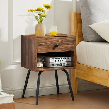 VECELO Modern Bedside Night Stands, Set of 2 with Drawer, Mid-Century ...