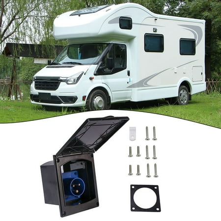 MAINS 230V 16A FLUSH HOOK UP SOCKET WHITE CARAVAN MOTORHOME CAMPER ...