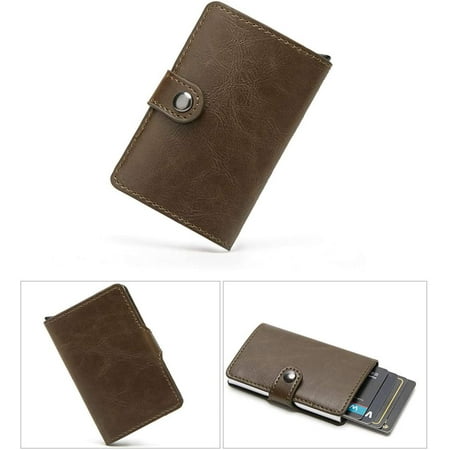 Anti-Scan Leather Aluminum Case Slim RFID locking Wallet ID Credit Card ...