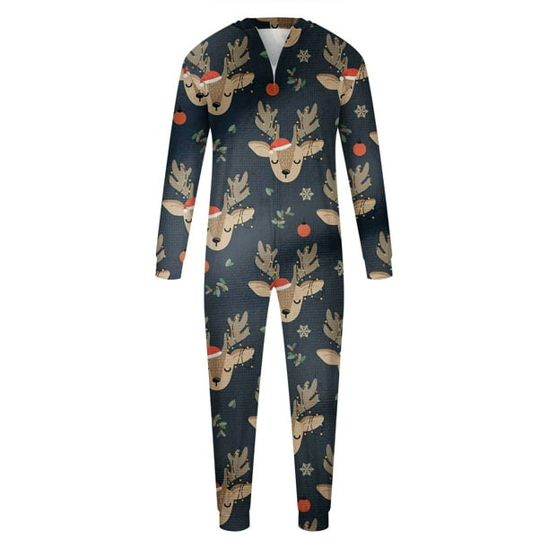 Birdeem Parent-child Christmas Set Printed Home Wear Hoodid Pajamas ...