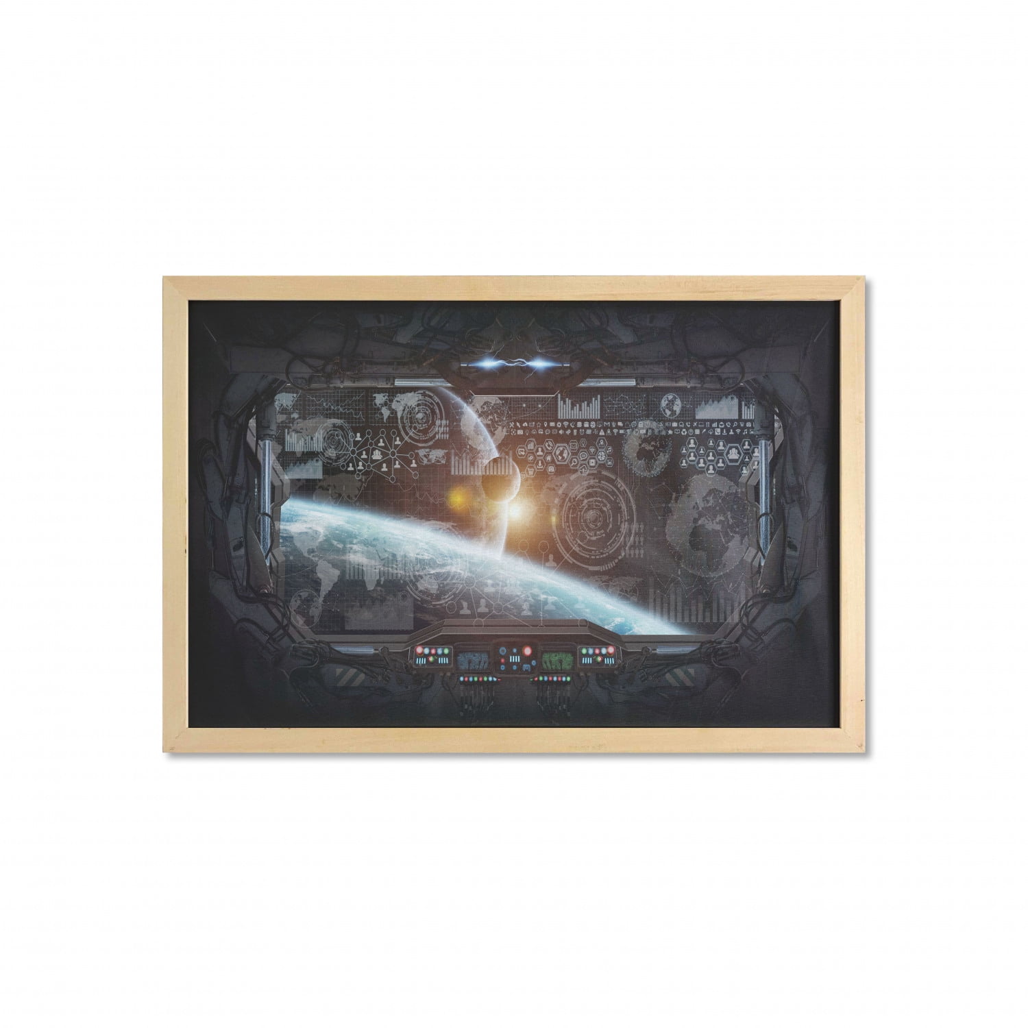 Outer Space Wall Art with Frame, Control Panel of Cockpit Screen in the ...
