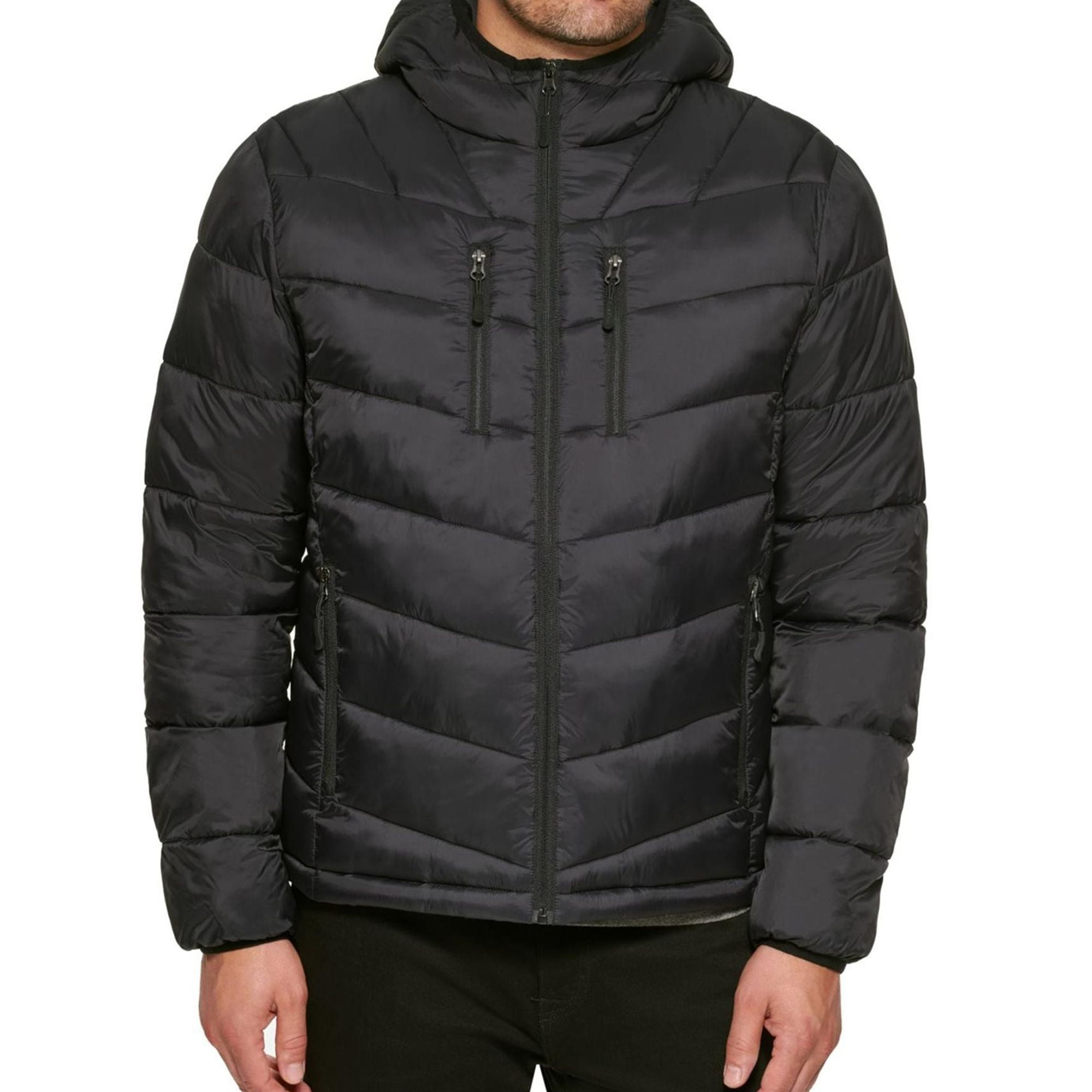 Club Room Mens Chevron Quilted Puffer Jacket, black, 2XL | Walmart en línea