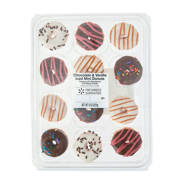 Freshness Guaranteed Iced Vanilla & Chocolate Mini Donuts, 8 oz, 12 ...