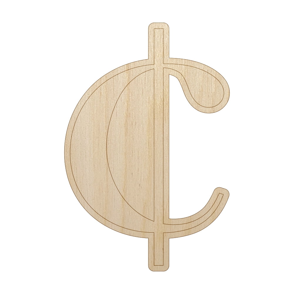 Cents Symbol Wood Shape Unfinished Piece Cutout Craft DIY Projects - 6. ...